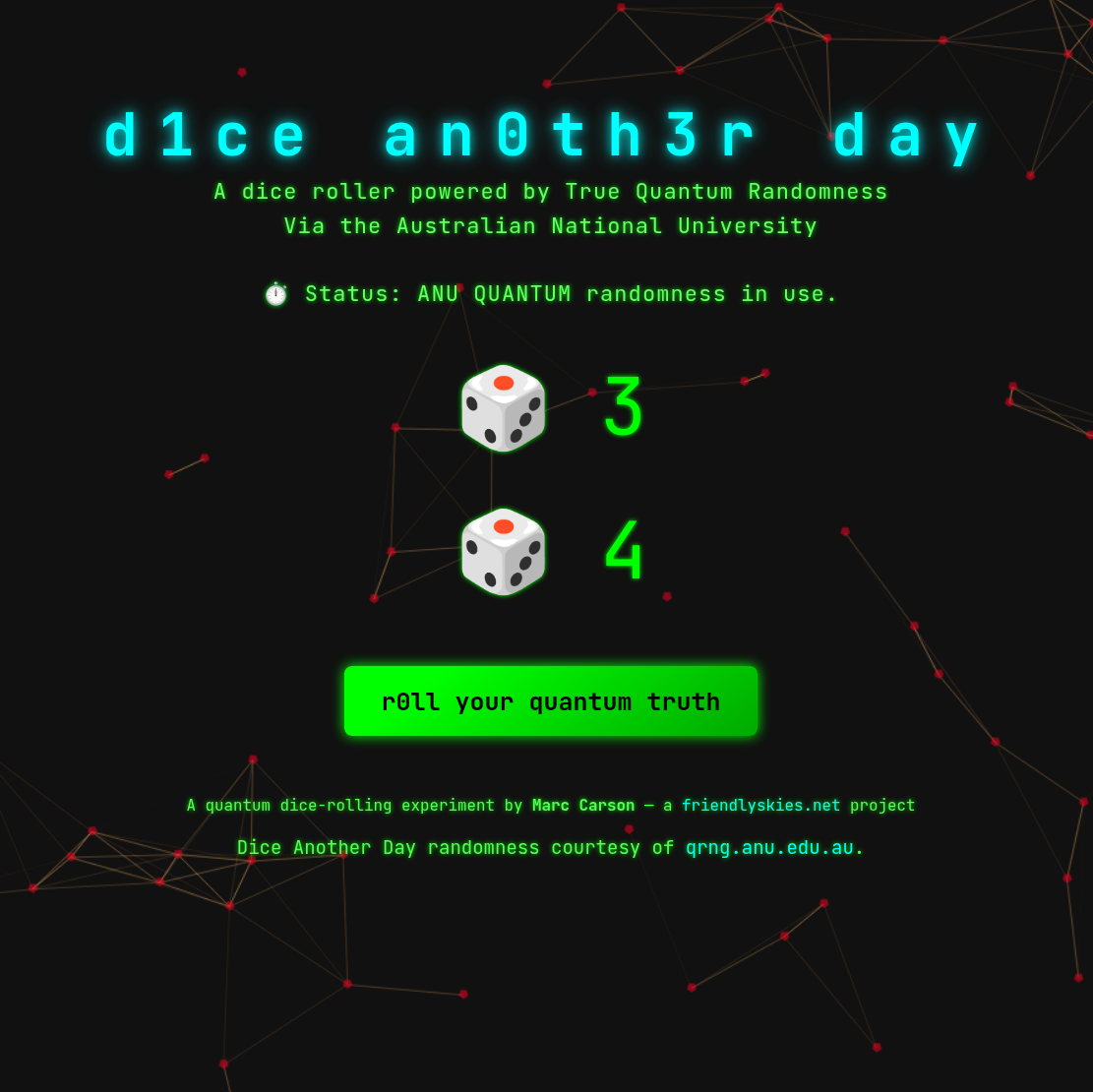 Dice Another Day — A Quantum Dice Roller by Marc Carson